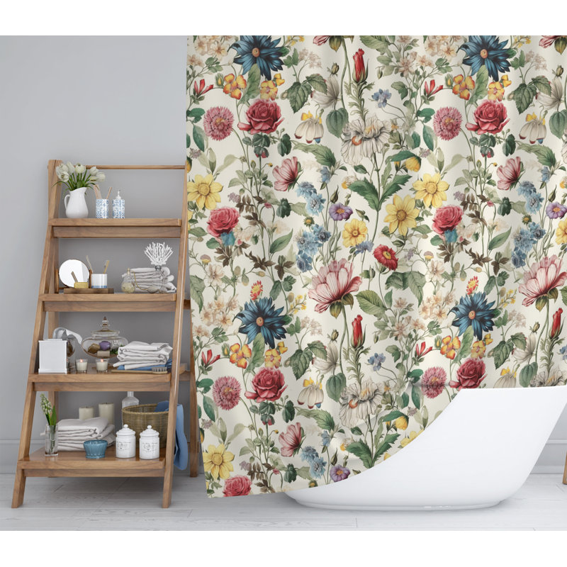 East Urban Home Arquimedes Floral Shower Curtain | Wayfair